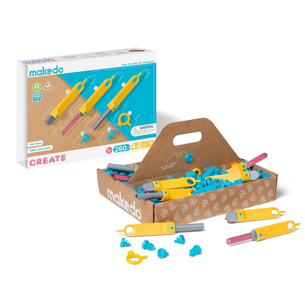 Makedo CREATE Cardboard Construction Kit - 260 PC Kit — Oak & Ever