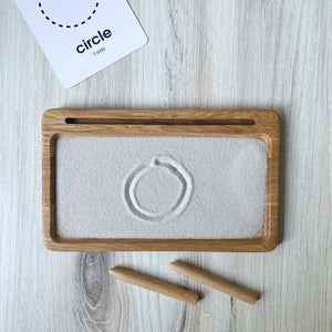 Montessori Sand Writing Tray with Flashcard Holder — Oak & Ever