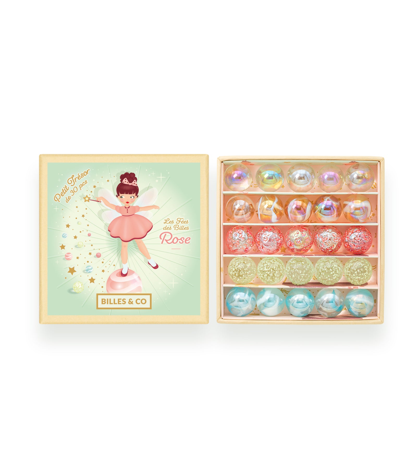 Rose Fairy - Small Box Of Glass Marbles - 25 Marbles - Billes & Co ...
