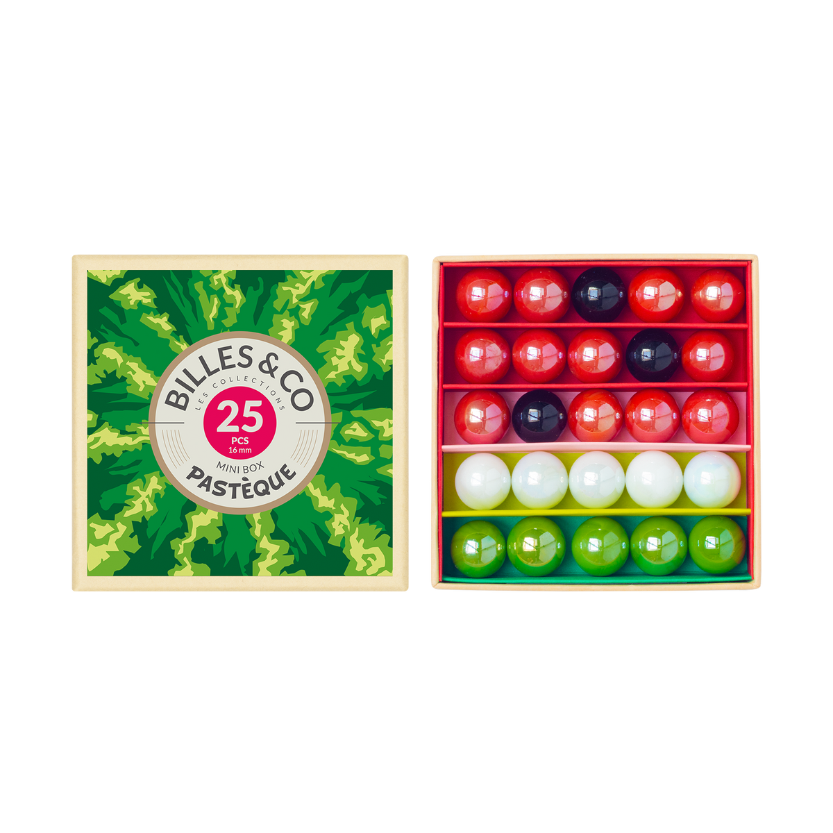 Watermelon - Small Box Of Glass Marbles - 25 Marbles - Billes & Co ...