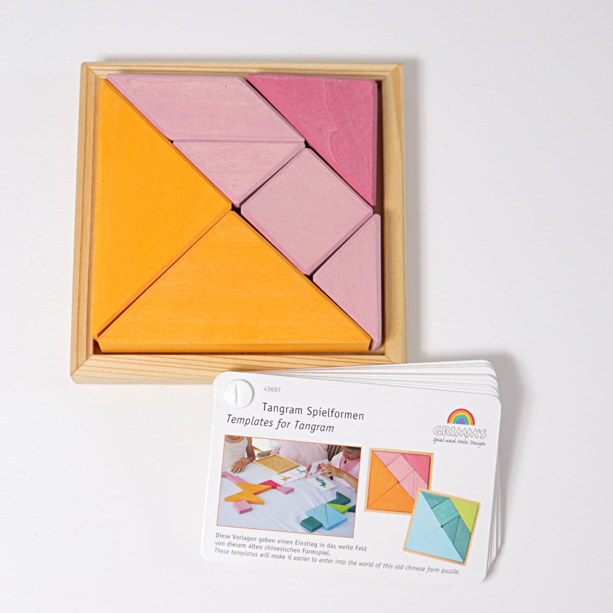 Wooden Tangram - Pink-Orange Tangram & Booklet - Grimm's Wooden Toys — Oak & Ever