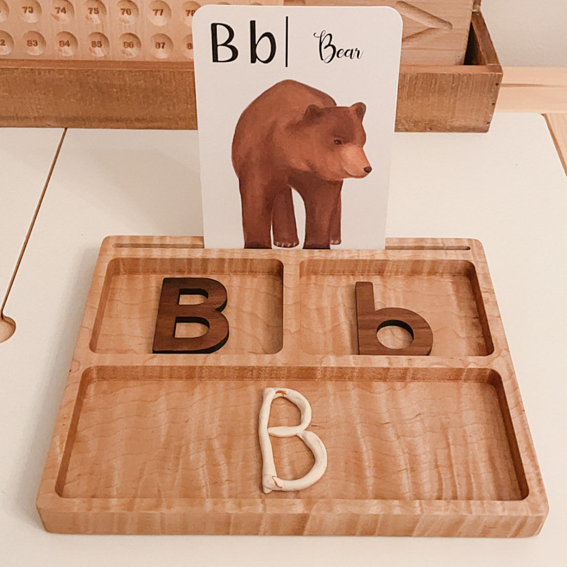 3 Part Learning Tray with Card holder — Oak & Ever