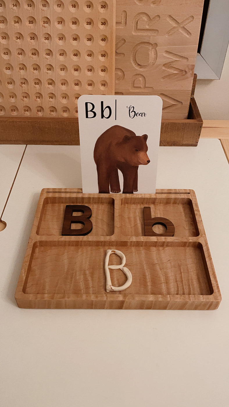 3 Part Learning Tray with Card holder — Oak & Ever