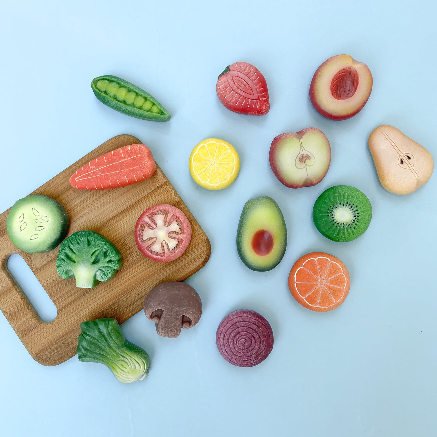 Fruits & Veggies Outdoor Play Set – Play Food Made from Stones — Oak & Ever