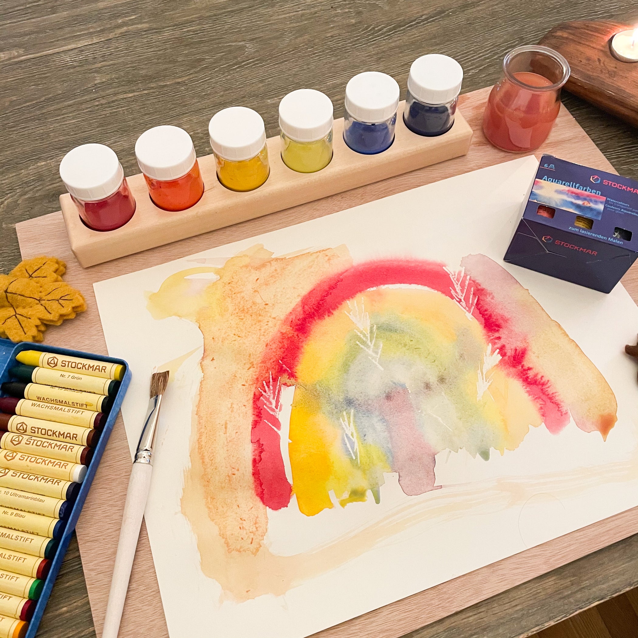 Wooden Paint Jar Holder and Glass Jars with Lids - 6 Jars — Oak & Ever