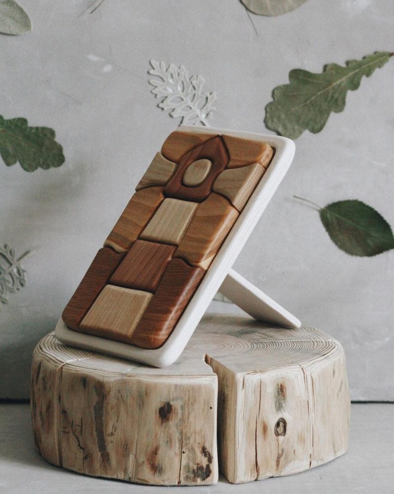 Handcrafted Wooden Puzzle or Shape Blocks — Oak & Ever